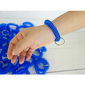 Smanzu 10 Pack Wrist Coil Keychain Wristband Key Holder Stretchable Spiral Key Ring Bracelet for Pool Gym ID Badge(Mixed Color)