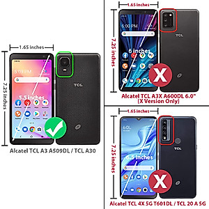 TJS Compatible with Alcatel TCL A3 A509DL Case/TCL A30 Case, with Tempered Glass Screen Protector, Magnetic Support Hybrid Shockproof Metallic Brush Finish Protector Phone Case Cover (Red)