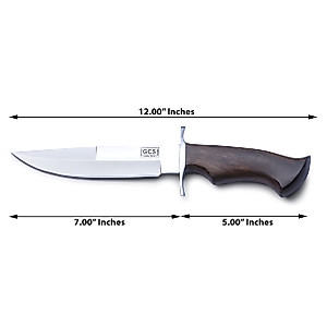 GCS Handmade Wooden Handle D2 Tool Steel Tactical knife Hunting Knife Bushcraft Knife with leather sheath Full tang blade designed for Hunting & EDC GCS 280