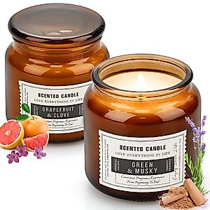 2 Pack Large Amber Grapefruit Candles for Home Scented - Mothers Day 32oz Candles Gifts for Women, Glass Jar Candles Gifts Sets for Women Girlfriend, Candles for Holiday Gifts -Amber