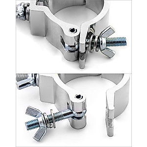 QWORK Truss Clamp Stage Lights Clamp, 10 Pack 2 Inch Aluminum Alloy Lighting Clamp for Truss, Moving Head Light, Fits 48-52mm OD Tube/Pipe, Heavy Duty 220Lbs Load Capacity