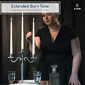 Royal Imports Unscented Taper Candles, Elegant Premium Quality, Dripless & Smokeless, Hand-Dipped Dinner Candles for Wedding, Holiday, Home Decor - 9 Hour Burn Time - Set of 12 (12 Inch, Ivory)