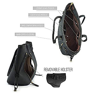 Montana West Genuine Leather Purses For Women Large Purse and Handbags Tote bag with Holster MWL-G002BK