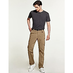 CQR Men's Convertible Cargo Pants, Water Resistant Hiking Pants, Zip Off Lightweight Stretch UPF 50+ Work Outdoor Pants, Lightweight Convertible Cargo Coyote, 32W x 30L
