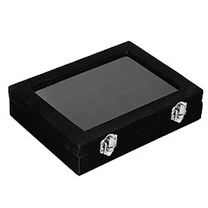 24 Grids Blank Nail Art Decorations Jewelry Rings Rhinestone Gemstone Beads Storage Box(Black)