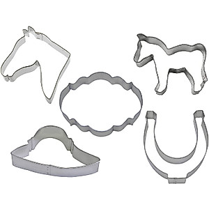 Derby Horse Cookie Cutter 5 Piece Set from The Cookie Cutter Shop - Horse, Horseshoe, Horse Head, Ladies Hat Cookie Cutters – Tin Plated Steel Cookie Cutters
