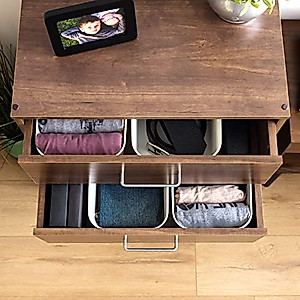 IRIS USA Plastic Modular Basket Bin & Lid, Small, 4-Pack, Stackable Lidded Storage Organizer Bins for-Kitchen-Bathroom and Bedroom, OFF White