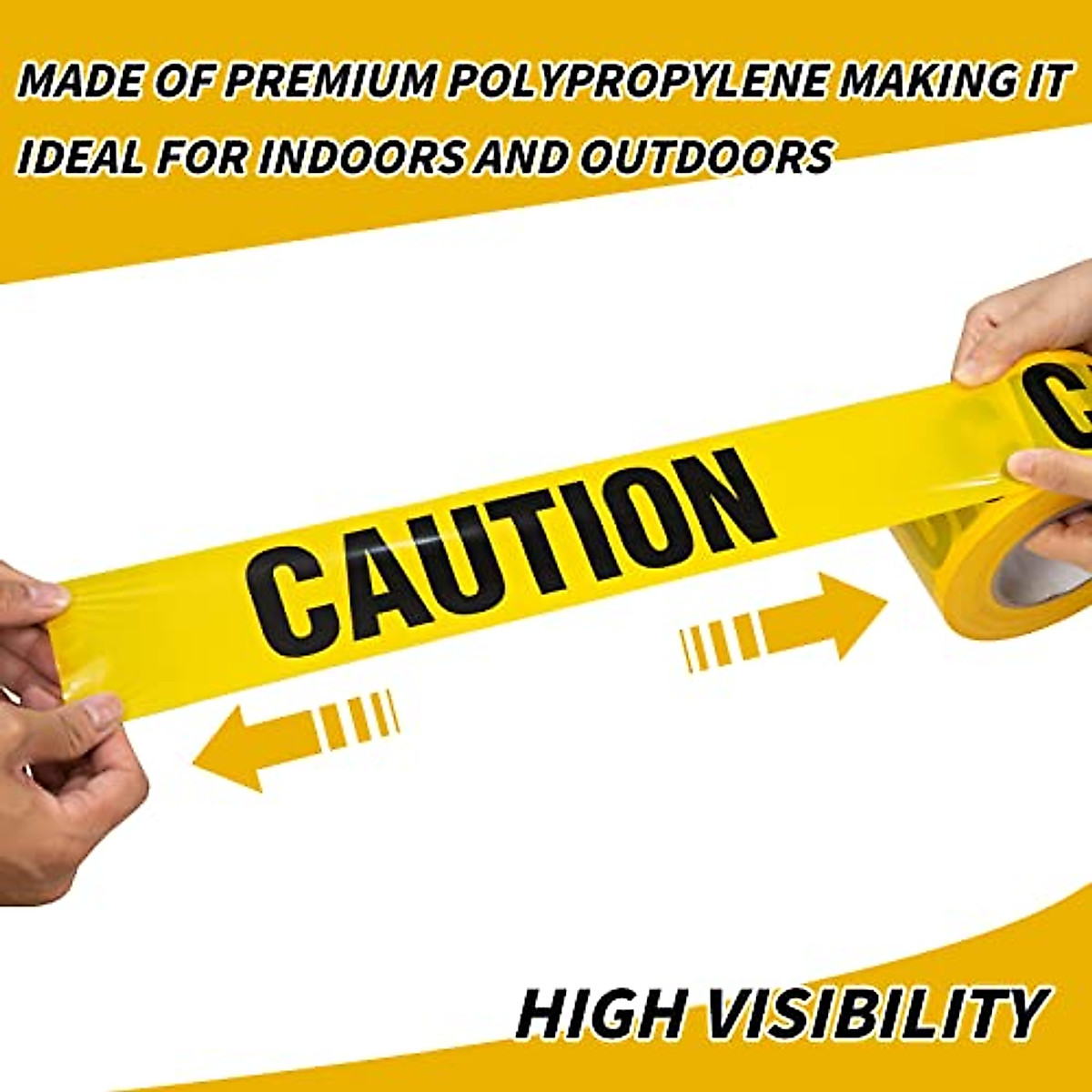 Oleitodh Yellow Caution Tape Bulk 6 Pack, 3inch x 6000 ft, Construction Tape Waterproof Safety Tape Warning Tape Roll, Barricade Harzard Tape for Danger Hazardous Area Halloween Party Decor