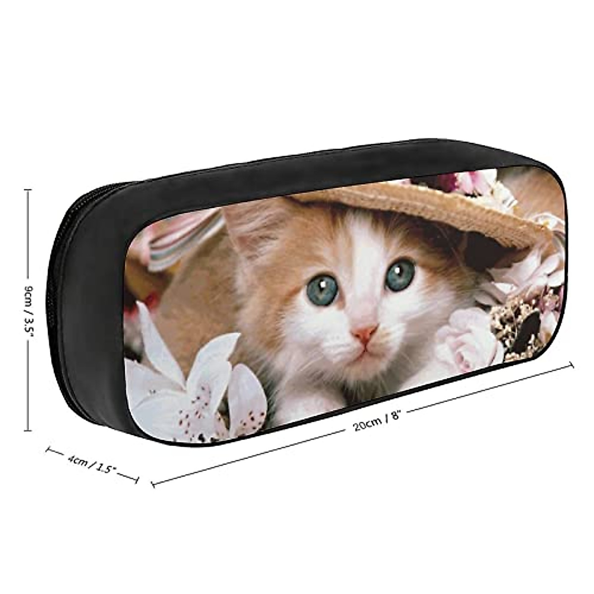 Animal Basket Cat Pencil Case PU Leather Pencil Pen Bag Large Capacity Pen Box Pencil Pouch Makeup Bag with Zip