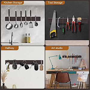 Ninonly 16 Inch Magnetic Knife Holder for Wall, Powerful Acacia Wood Knife Magnetic Strip No Drilling Magnetic Knife Rack Strong Knife Magnet Bar for Kitchen Knives Tools