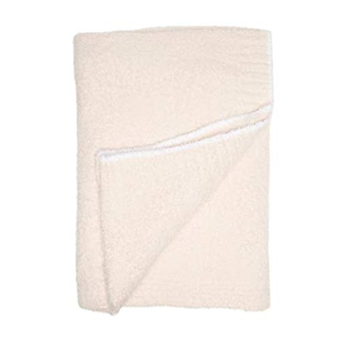 Barefoot Dreams CozyChic Blanket Ribbed Trim Pink/White 45 x 60