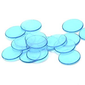 STOBOK 20pcs Bingo Chips Plastic Bingo Markers Set Transparent Counters Counting Chips Bingo Supplies (Sky-Blue)