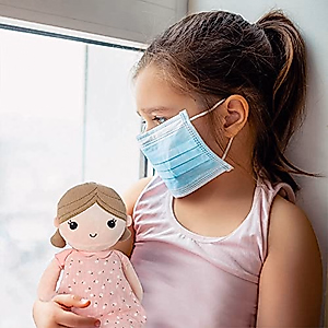 Linzy Toys, Soft Plush Light Pink Blue Emily Rag Doll for Girl, 15" My First Rag Doll, Muñecas de Trapo para Niña, Embroidered Face, Safe for All Ages (89835)