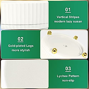 CGBE Lazy Susan Organizer, 360 Degree Rotating Makeup Organizer, Lazy Susan Round Turntable Storage Tray for Vanity Bathroom Countertop Kitchen Organized Makeup, Cosmetics, Condiment-White