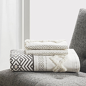 Hyde Lane 100% Cotton Ivory Boho Bedding Set King Size, Included Duvet Cover、Fitted Sheet、Flat Sheet 、Shams