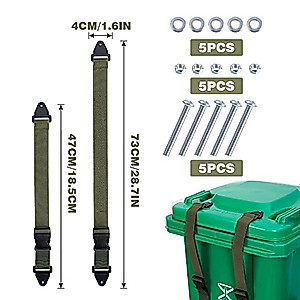 Bylion 2 Pack Trash Can Lid Lock, Outdoor Garbage Can Locks for Animals Proof Universal Lid Lock Stretchable Elastic Strap to Prevent Rust Trash Can Locks for Animals, Squirrels, Dogs, Raccoons