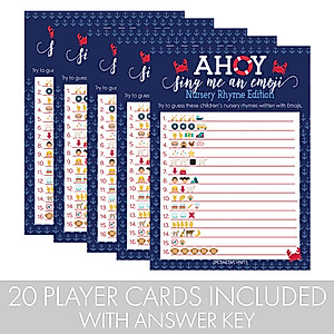 DISTINCTIVS Ahoy It's a Boy Baby Shower Emoji Game, Nautical Little Sailor - 20 Count