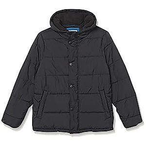 Amazon Essentials Men's Heavyweight Hooded Puffer Coat, Black, Large
