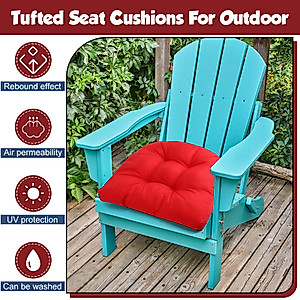 Barydat 4 Pcs Outdoor Chair Cushions 18.9 x 18.9 Inch Patio Furniture Cushion Overstuffed Seat Cushion Chair Pad with Round Corner for Indoor Chair(Red)