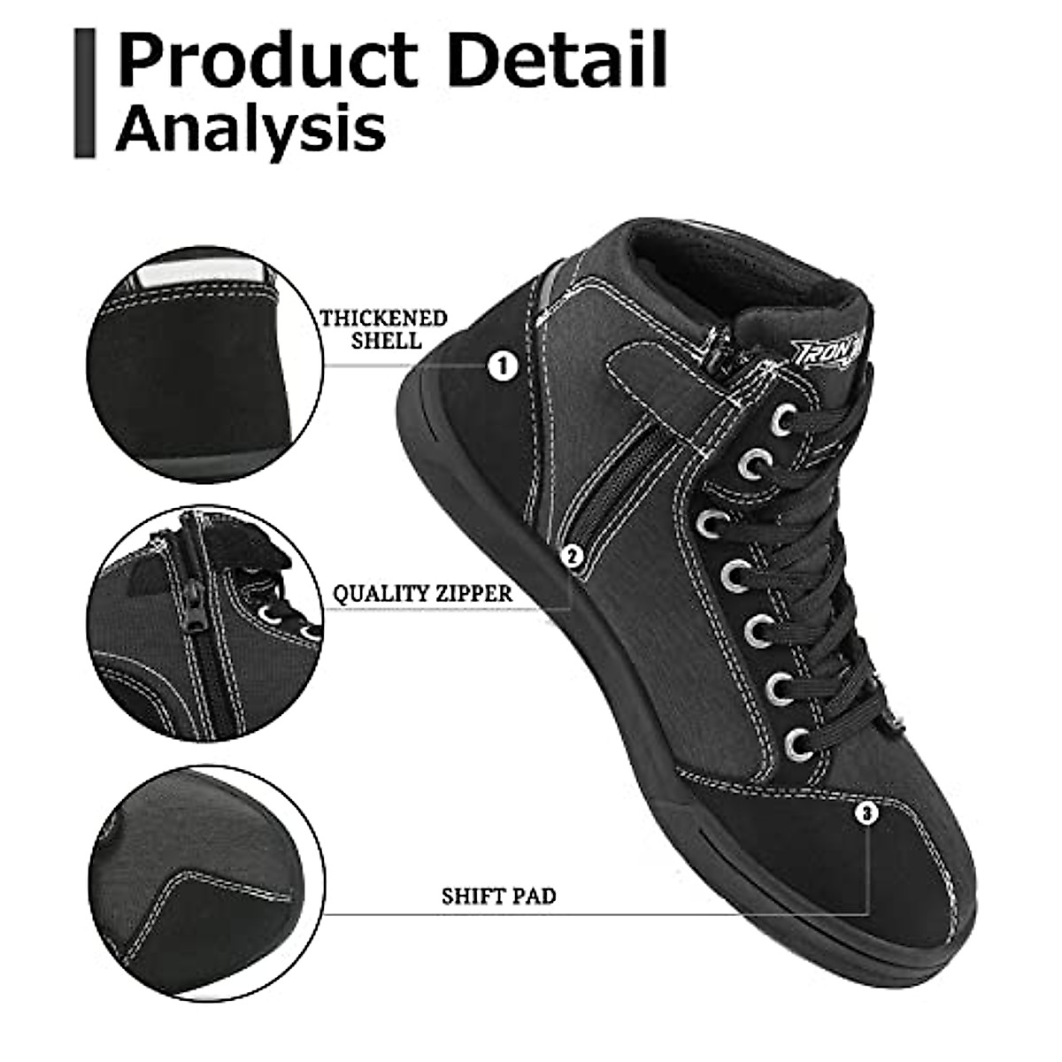 IRON JIA'S Motorcycle Shoes Men Streetbike Casual Accessories Breathable Protective Gear Powersport Anti-Slip Footwear Black 11