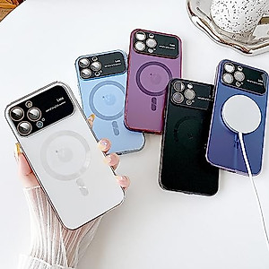 Skyseaco for iPhone 13 Pro Max Hard Case Compatible with MagSafe, with Luxury Design Full Camera Protection Frosted Hard PC Back Slim Protective Shockproof for Women Men Phone Case (White)