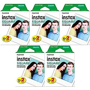 Fujifilm Square Instant Film 10 Pack (100 exposures) for SQ1, SQ6 & SQ10 Cameras (5 Items)