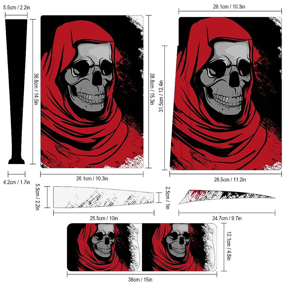 Grim Reaper in Red Robe Portrait Full Protective Skin Cover Design Wrap Decal Sticker Compatible with PS5 Disk Version Console and Controller