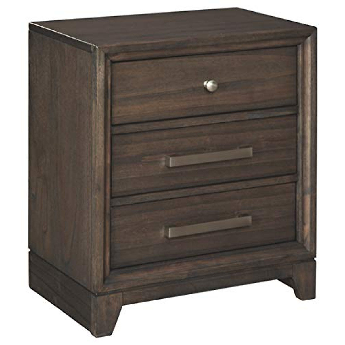 Signature Design by Ashley Brueban Transitional Contemporary 3 Drawer Nightstand with Dovetail Construction, Chestnut Brown