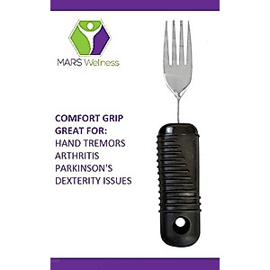 3 Piece Super Easy Grip Flatware Set - Bendable Built Up Utensils - Fork, Knife, and Spoon (Standard)