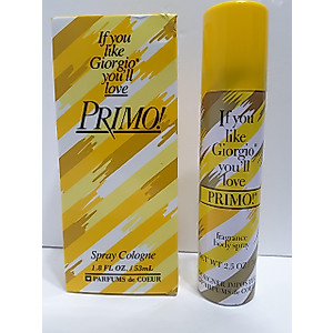 Primo By Parfums De Coeur For Women. Cologne Spray 1.8-Ounce and Fragrance Deodorant Body spray 2.5 Oz bundle