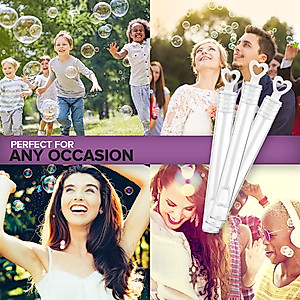 Wedding Bubbles Bulk - White Heart Top Wands (100 Count) Individual Mini Bubble Wand Favors for Weddings, Celebration Party Favor for Guests - Stock Your Home