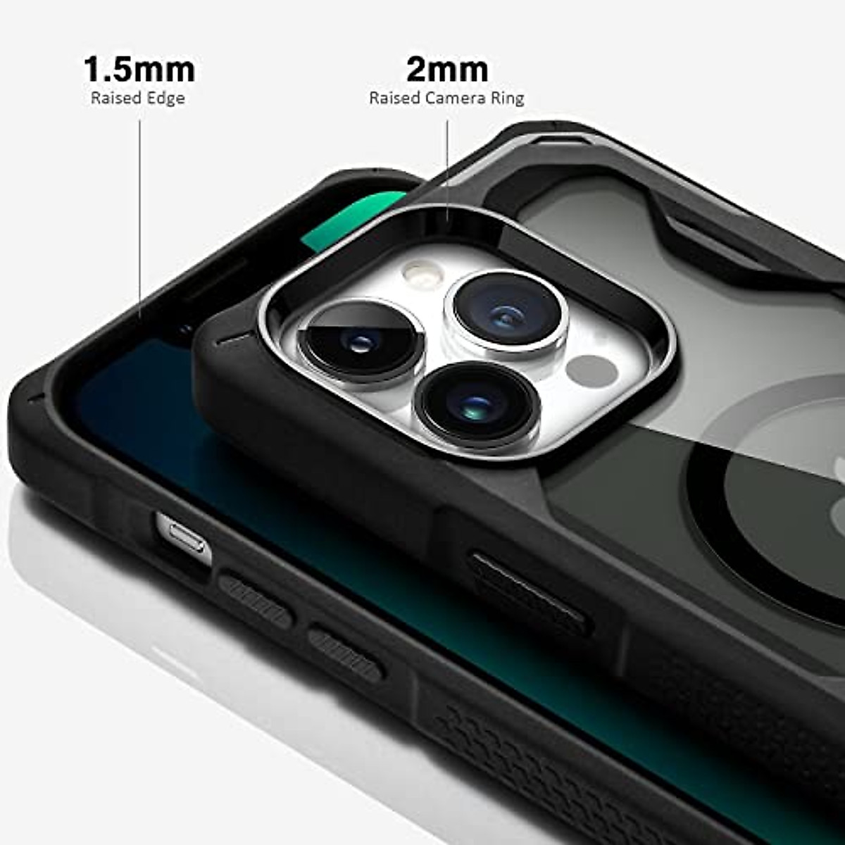 ULTIMAL Case Designed for iPhone 13 Pro Max 6.7 Inch, Rugged Military Cover with Lightweight Sporty Design, Slim Shockproof Bumper Case Compatible with Magsafe (Black/Black, for 13 pro max)