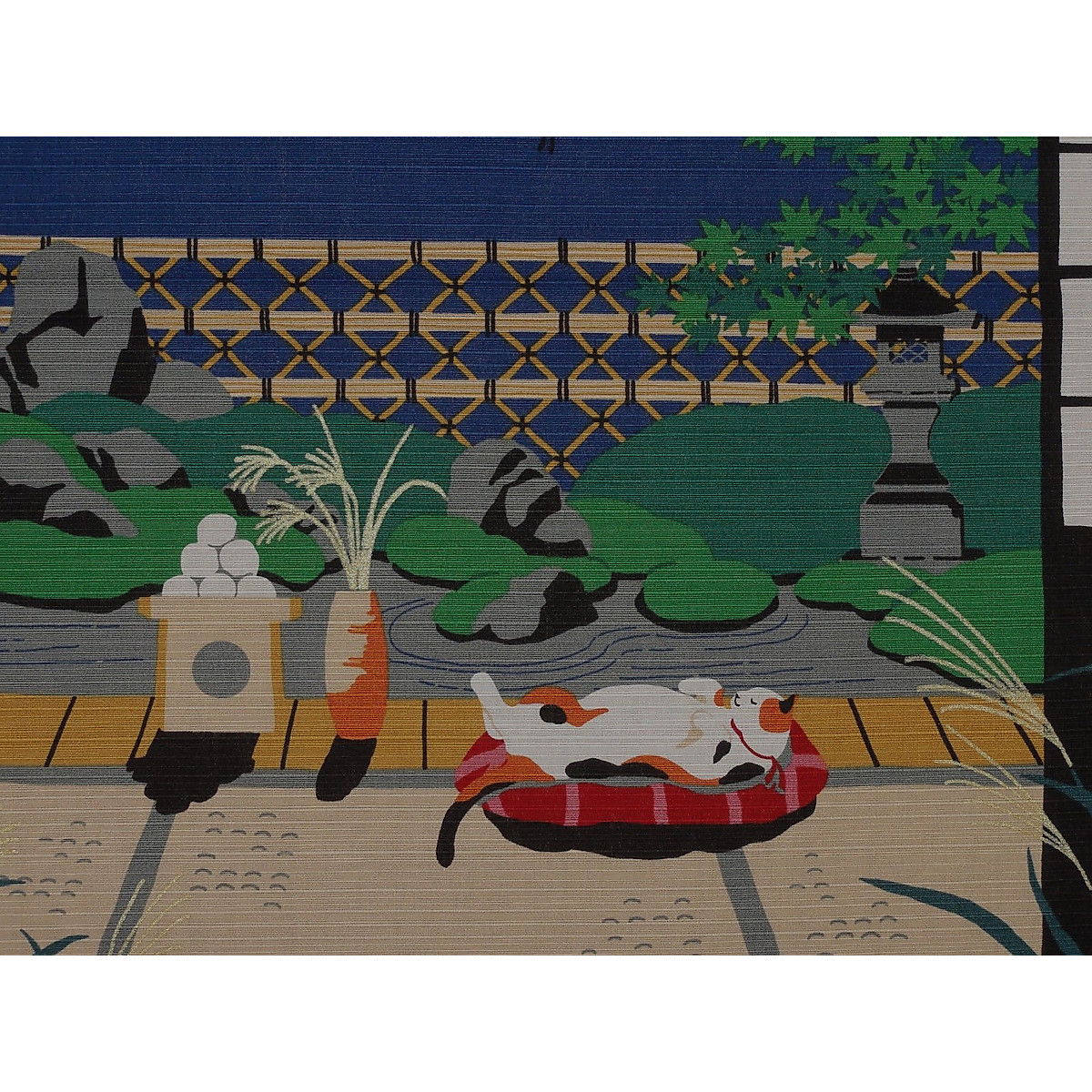 Furoshiki Cat and Autumn Moon Motif Japanese Fabric 50cm