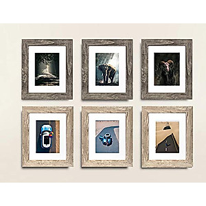 Scholartree Wide Molding 8x10 Picture Frames Display Picture 5x7 with Mat, HD Glass Inside Rustic Wooden Light Brown Photo Frame for Table Top and Wall Mount, 2 Sets