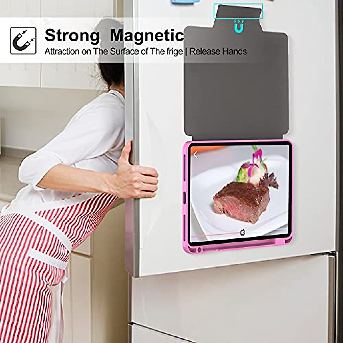 OCYCLONE Protective Case Compatible with iPad Pro 11 inch 3rd 2nd Generation 2021 2020, 6 Viewing Angles Magnetic Stand with Pencil Holder Smart Auto Wake Sleep, Pink