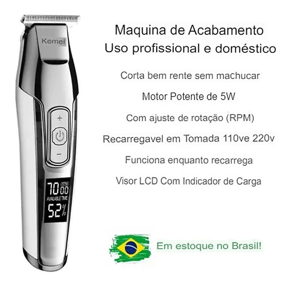 KEMEI Mens Clipper Cordless Barber Professional Hair Clipper LCD Display 0mm Baldheaded Beard Cutter Electric Haircut Machine USB Rechargeable