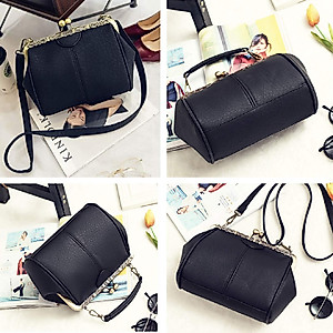 Tipiho Women Wedding Vintage Pu Handbag - Kiss Lock Antique Minimalist Purse(Blue)