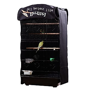 Perfitel Bird Cage Cover(Black) Good Night Birdcage Cover Black-Out Birdcage Cover Durable Breathable Washable Material… (18.1Lx14.1Wx36H)