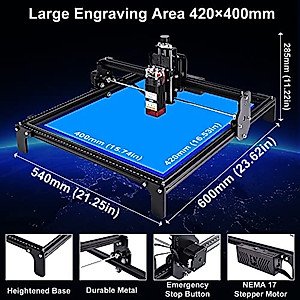 4240 Laser Engraver, 20W Laser Engraving Cutting Machine, Laser Machine 5W Output Power, Laser Cutter for Metal and Wood with 16.5”x15.75” Large Engraving Cutting Area (420x400mm)