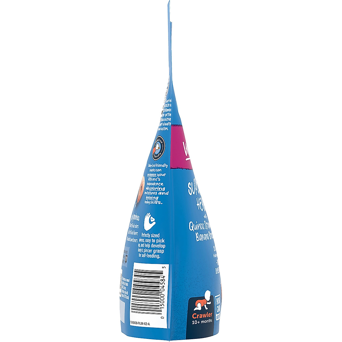 Gerber Snacks for Baby Wonder Foods SuperFood Hearts with Quinoa Strawberry Banana Broccoli, Puffed Multigrain Snack, Non-GMO Ingredients, Resealable Pouch 1.48 Ounce(Pack of 2)