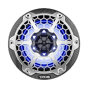 DS18 Hydro CF-65M - High End Carbon Fibre Coaxial Speaker Pair - 2-Way Marine Speaker w/Integrated RGB Lights - 375 Watt - 100% UV Stable - Water Resistant Speakers - 6.5 Inches