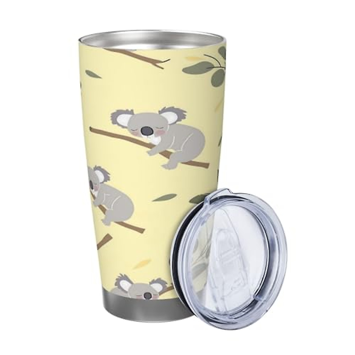 AYCZN Cartoon Koala Leaves 20 OZ Tumbler Stainless Steel Travel Coffee Mug, Cute Insulated Water Bottle with Lid and 2 StrawsLeakproof Thermal Cup
