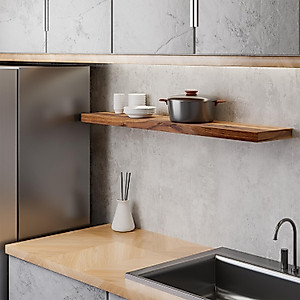 BATODA Set of 2 36" Wood Floating Shelves Wall Mounted – Rustic Farmhouse Wooden Wall Storage Shelf for Bedroom, Kitchen, Home Décor - Brackets and Shelving Hardware Included (Acacia, 36inch)