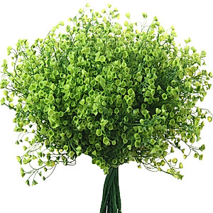 WILLBOND 12 Bundles Artificial Flowers Outdoor Artificial Plant Decor UV Resistant Fake Plastic Flowers Faux Shrubs for Home Garden Porch Hanging Planters Outdoor Spring Summer Decoration (Green)