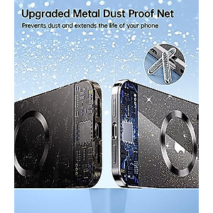 JUESHITUO Magnetic Glitter Case Designed for iPhone 14 Pro Max Case with Full Camera Protection and Strongest Magnetism, Soft TPU Plating Luxury Sparkly Shockproof Slim Case for Women Girls - Black