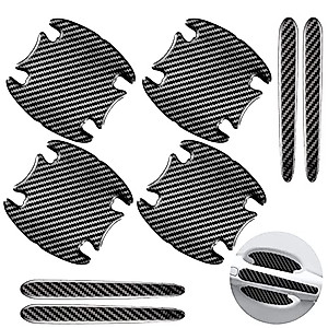 Worcas TPU Carbon Fiber Like Car Door Handle Cup Protective Sticker Auto Door Paint Guard Car Door Cup Scratch Protection Films Universal Door Handle Cups Protective Pad (m+h)/8pcs