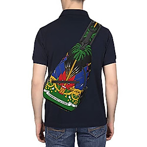 Fashion Haiti Haitian Flag Sling Bag Adjustable Shoulder Strap Haiti Casual Backpack Crossbody Travel Hiking Daypack