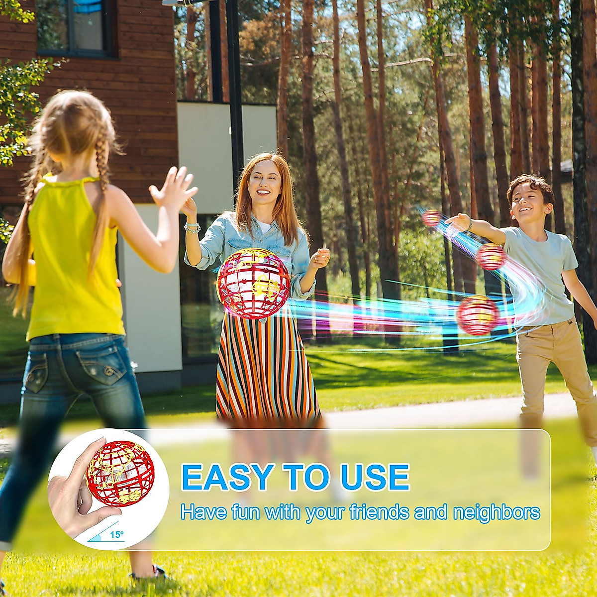 Flying orb Ball 2023 Hover Boomerang Ball 6 Lighting Effects Cool Toys Gift for 678910+ Year Kids Teen Adults Indoor Outdoor Flying Ball Toy (Red)