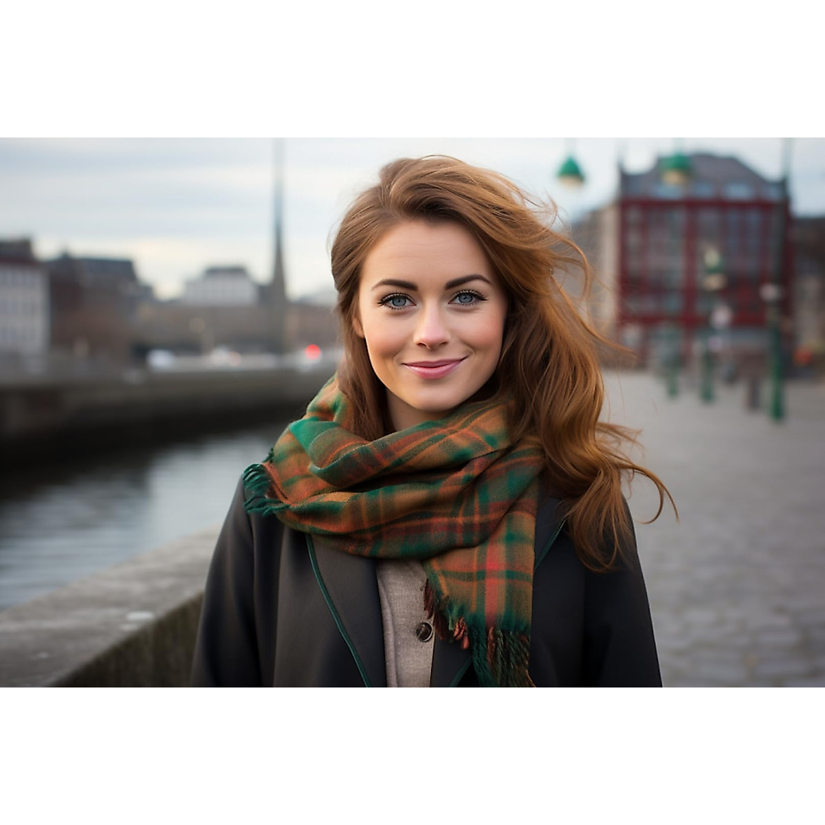 Biddy Murphy 100% Irish Lambswool Plaid Scarf, Soft & Warm, Celtic Tartan Pattern, Earthtone