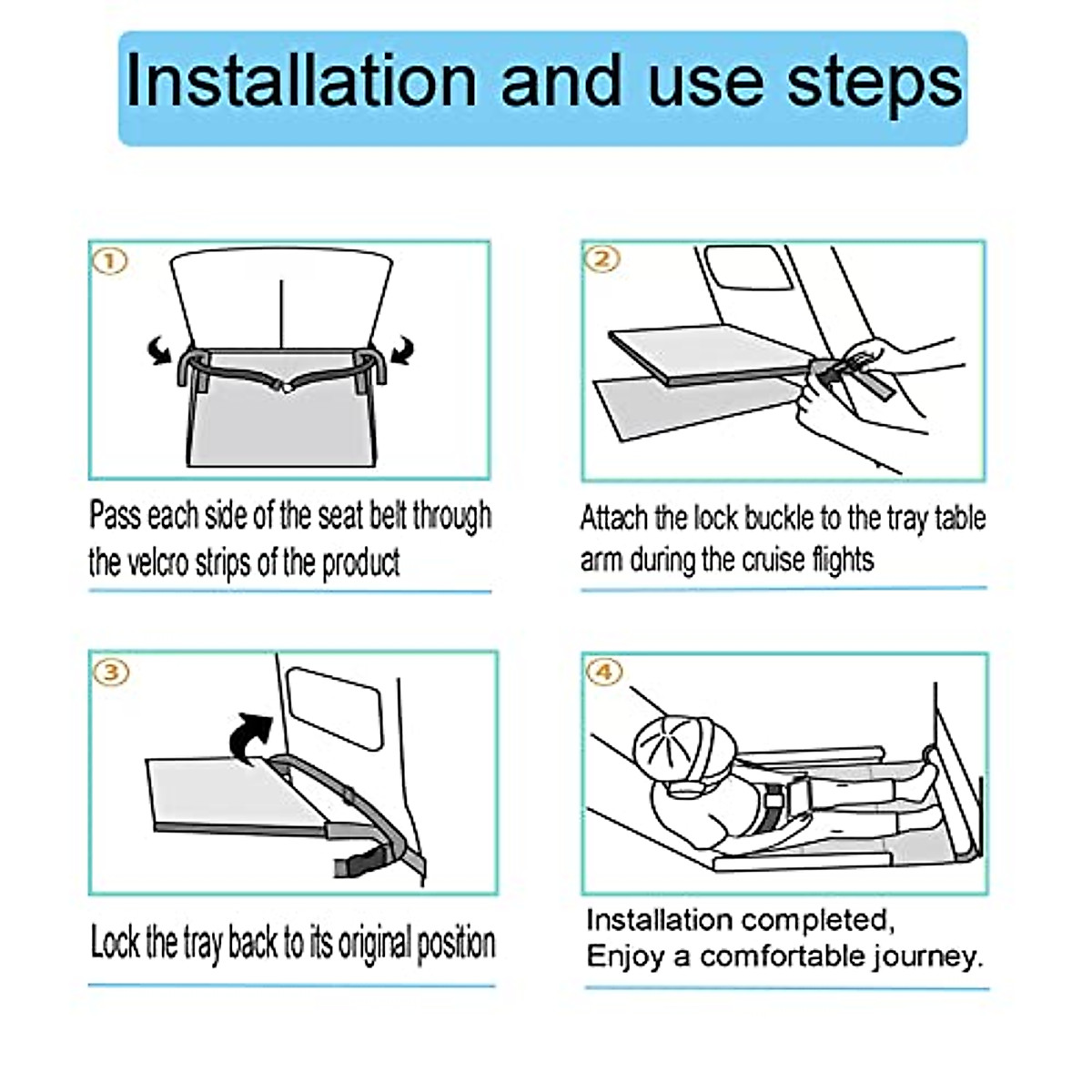 YANGSHILEI Airplane Seat Extender for Kids,Airplane Must Haves for Toddlers,Toddler Airplane Bed,Toddler Airplane Travel Essentials,Waterproof Airplane Seat Extender for Kids, Black (Extender Only)